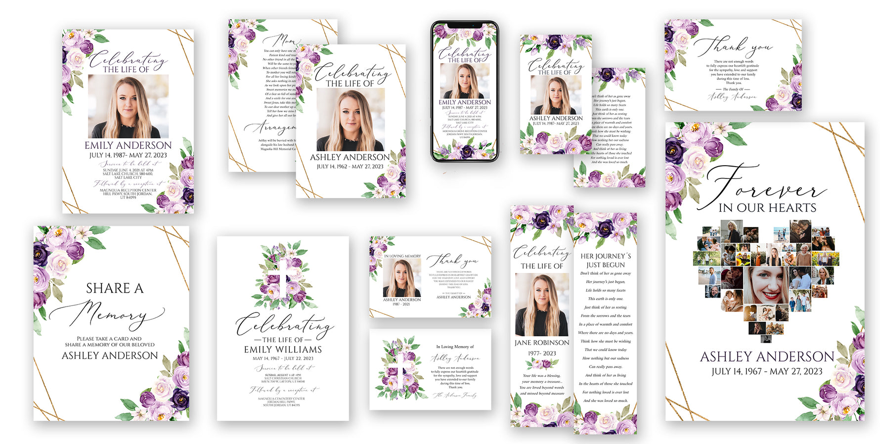 Funeral Templates Celebration of life Funeral Program Invitation cards ...