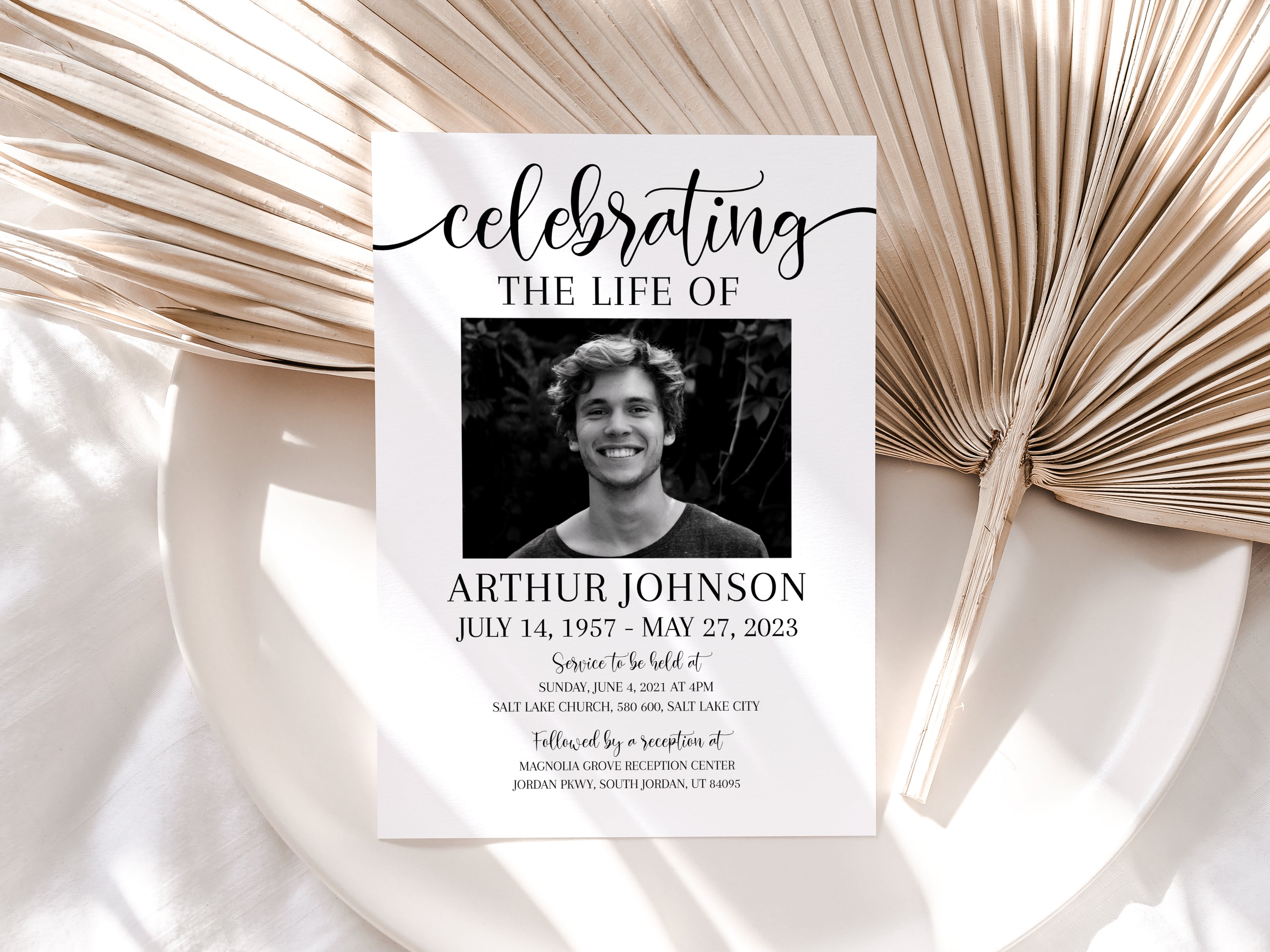 Celebration of life Simple Elegant Funeral Invitation Template S2 ...