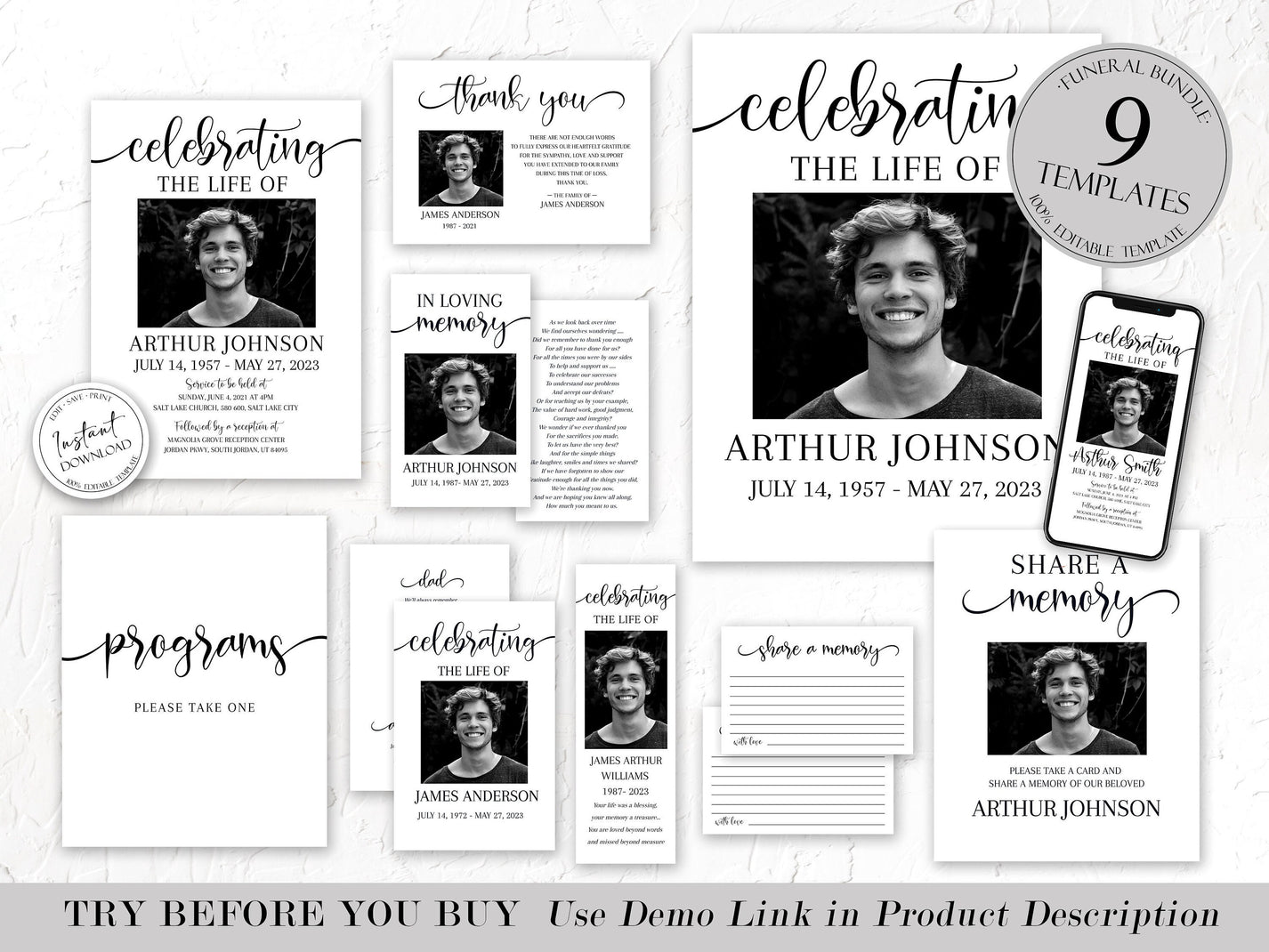 Celebration Of Life Simple Elegant Funeral Bundle S2 – PeacefulMemoryDesign