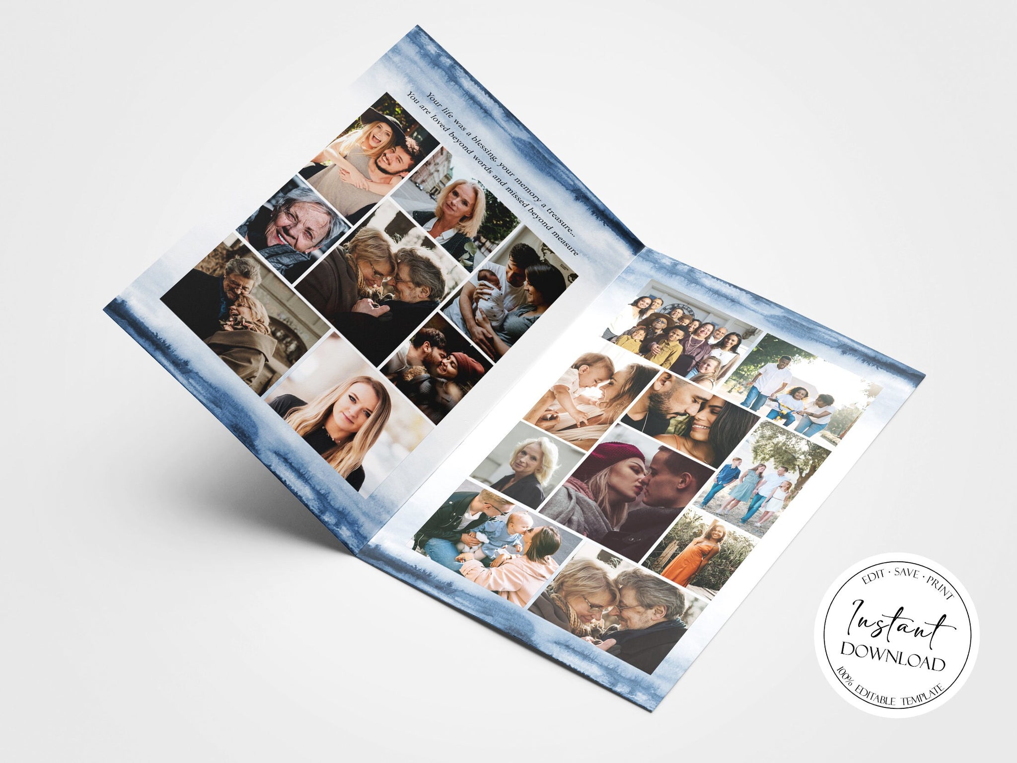 8 Page Blue Watercolor Baby Funeral Program Template B4 ...