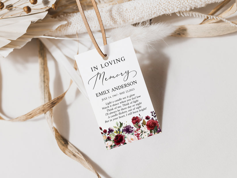 In Loving Memory Red Roses Funeral Favor Tag Template R1 ...